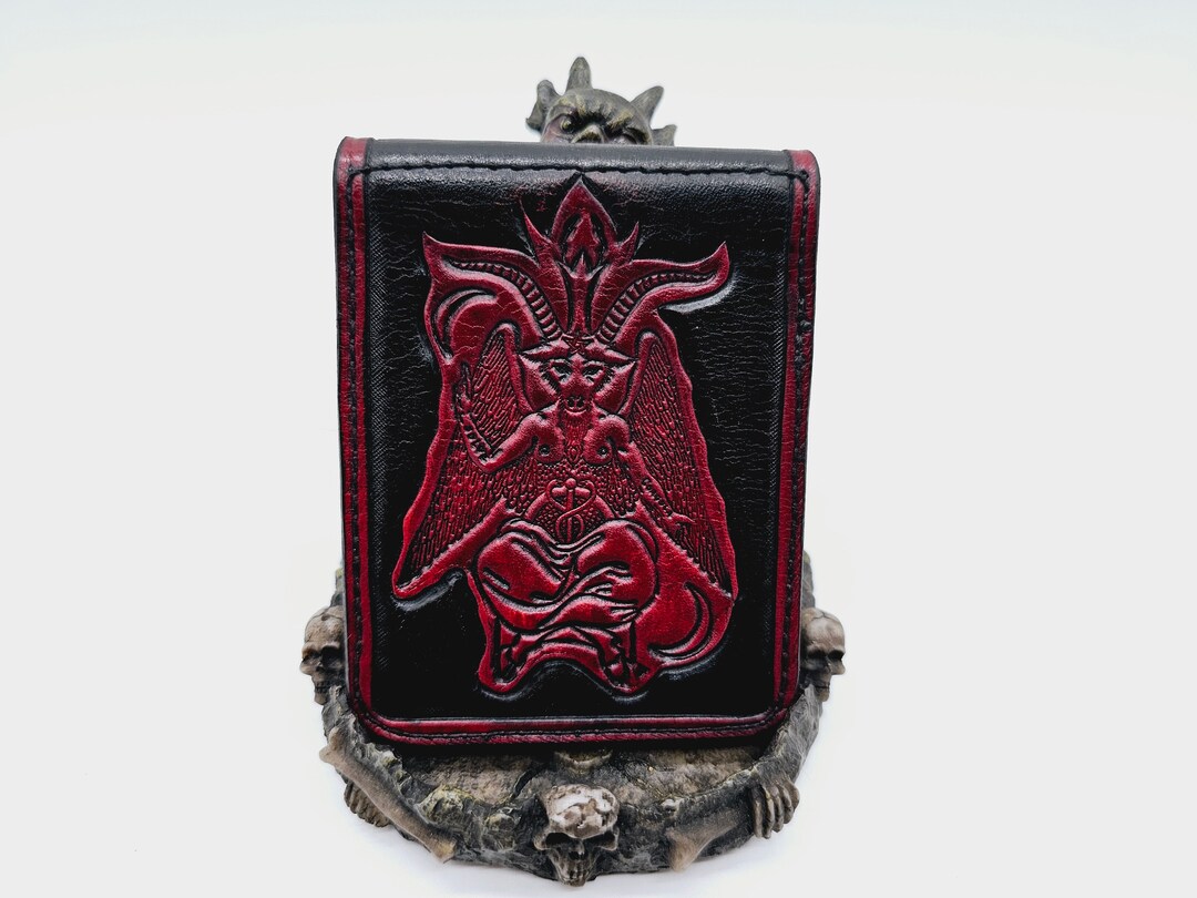 Handcrafted Baphomet Leather Clip Wallet Tooled - Etsy