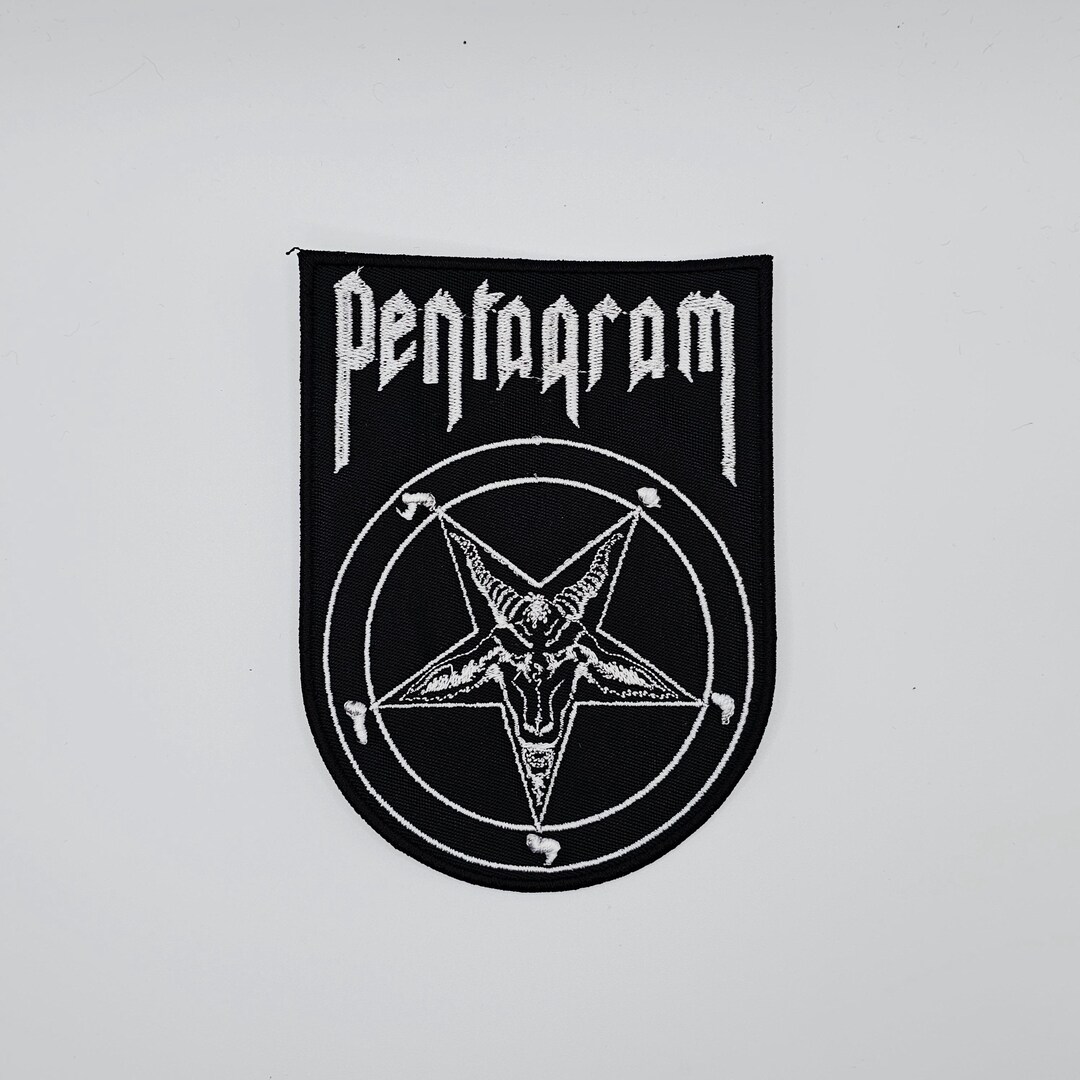 Pentagram White Logo Shield Border Embroidered Patch - Etsy