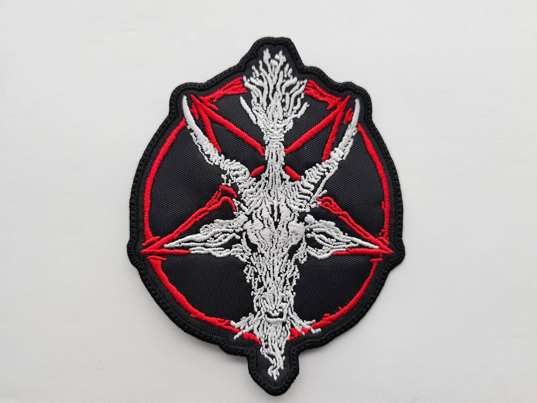 Satanic Goat Pentagram Red, White and Black | Embroidered Patch - Etsy