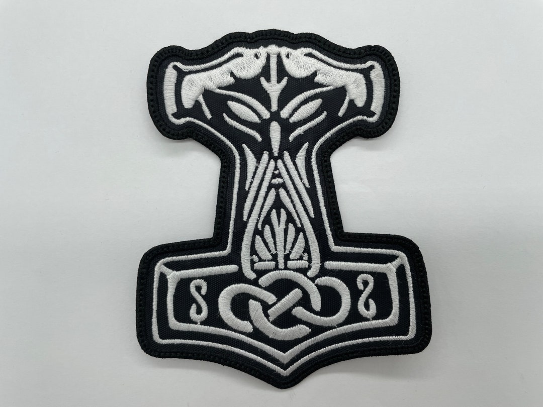 Thors Hammer Embroidered Patch - Etsy