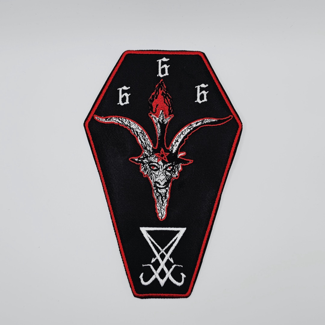 Baphomet Goat Head Inverted Cross | Coffin Embroidered Patch - Etsy