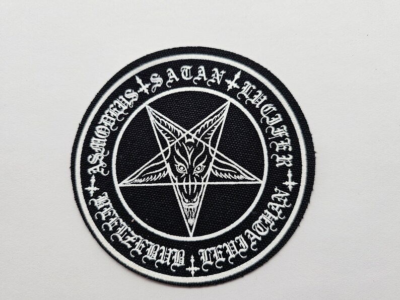 Baphomet Pentagram Demon Names Inverted Crosses | Screen Printed Patch ...