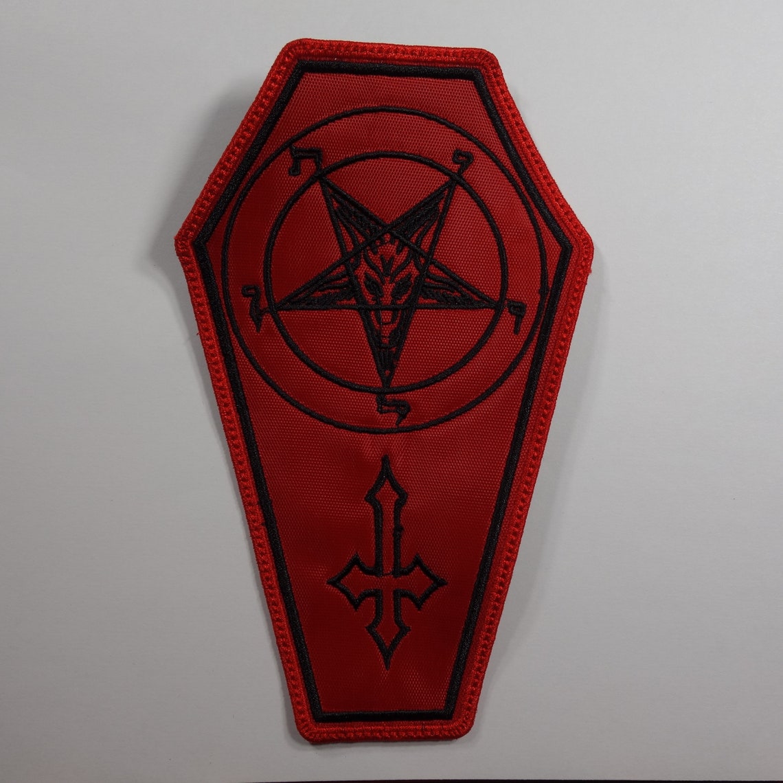 Baphomet Pentagram Inverted Cross Coffin Embroidered Patch - Etsy