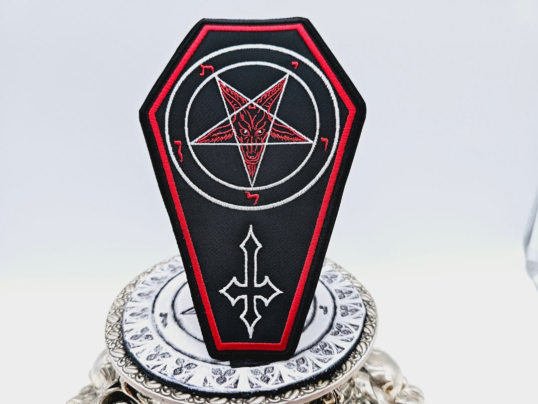 Baphomet Sigil Inverted Cross Coffin | Embroidered Patch - Etsy
