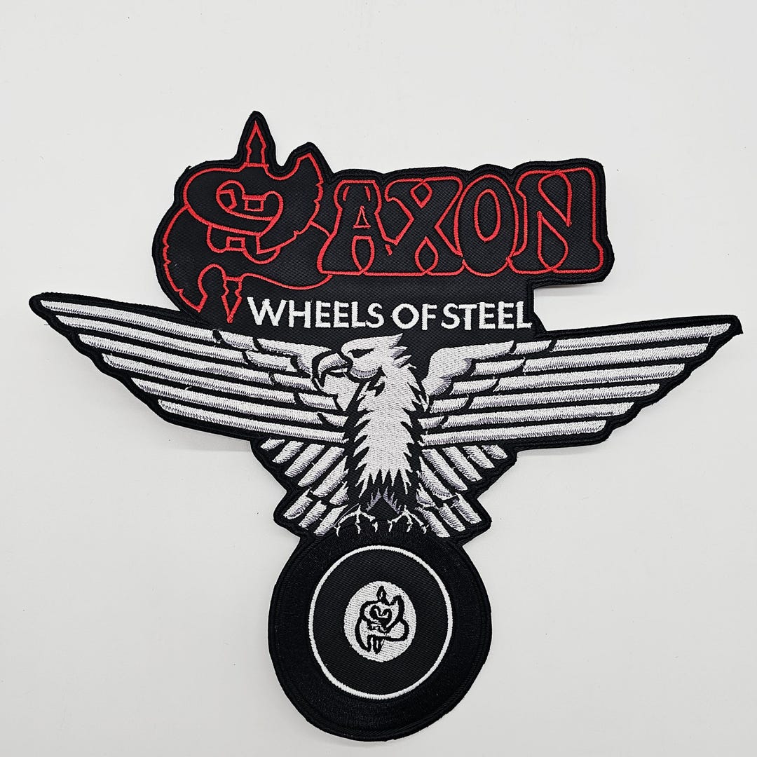 Saxon Wheels of Steel Shaped Border | Embroidered Back Patch - Etsy