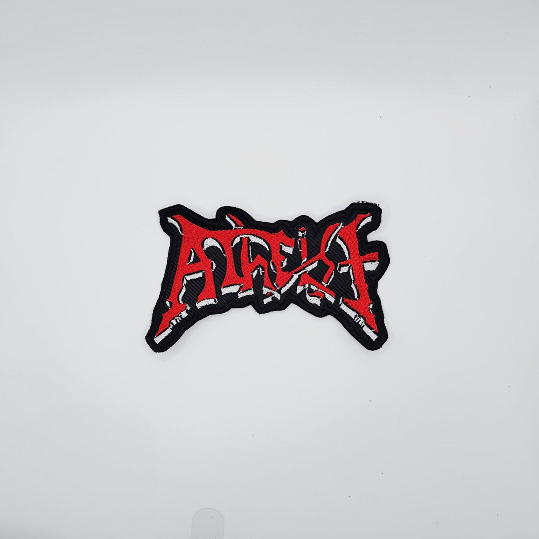Athiest White and Red Logo Shaped Border Embroidered Patch - Etsy