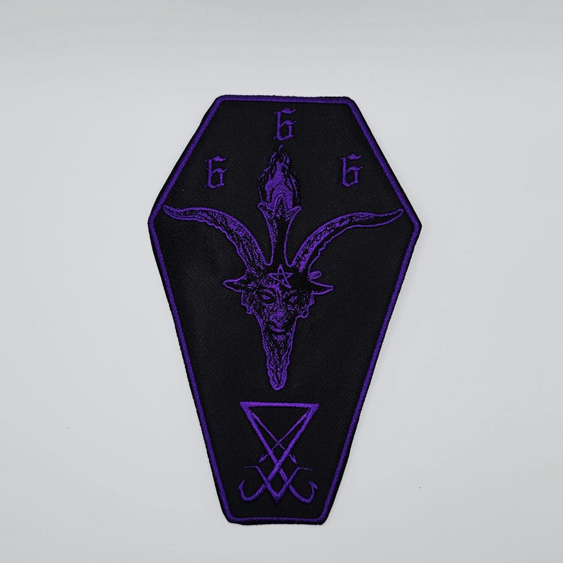 Baphomet Goat Head Inverted Cross | Coffin Embroidered Patch - Etsy