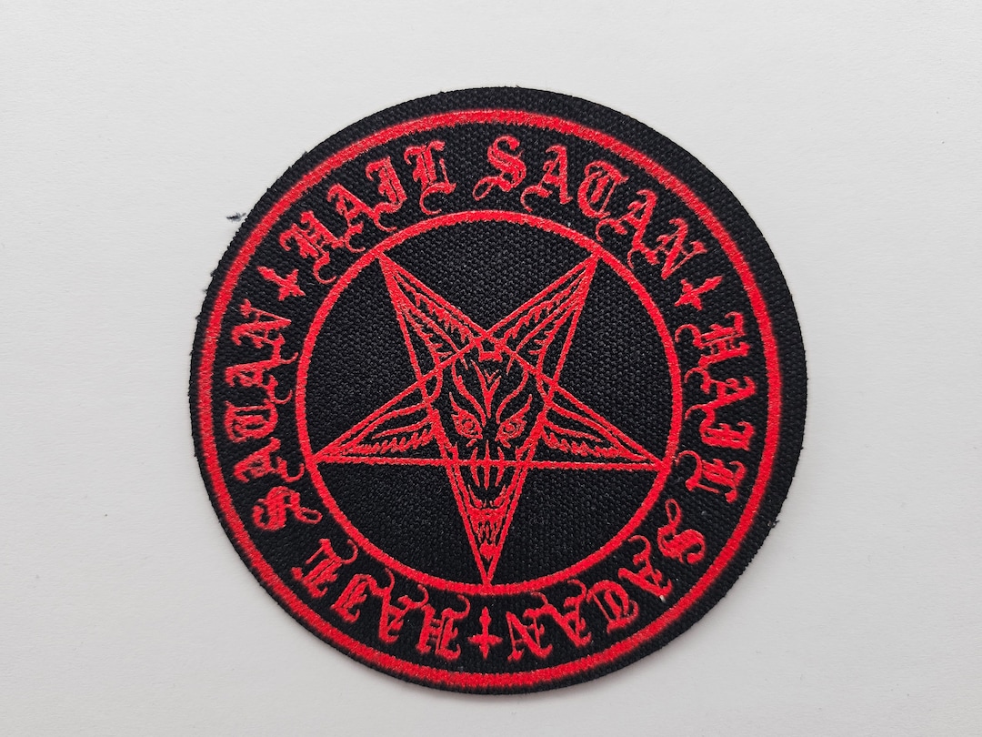 Baphomet Sigil Hail Satan Inverted Cross Screen Printed Patch Etsy