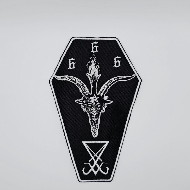 Baphomet Goat Head Inverted Cross | Coffin Embroidered Patch - Etsy