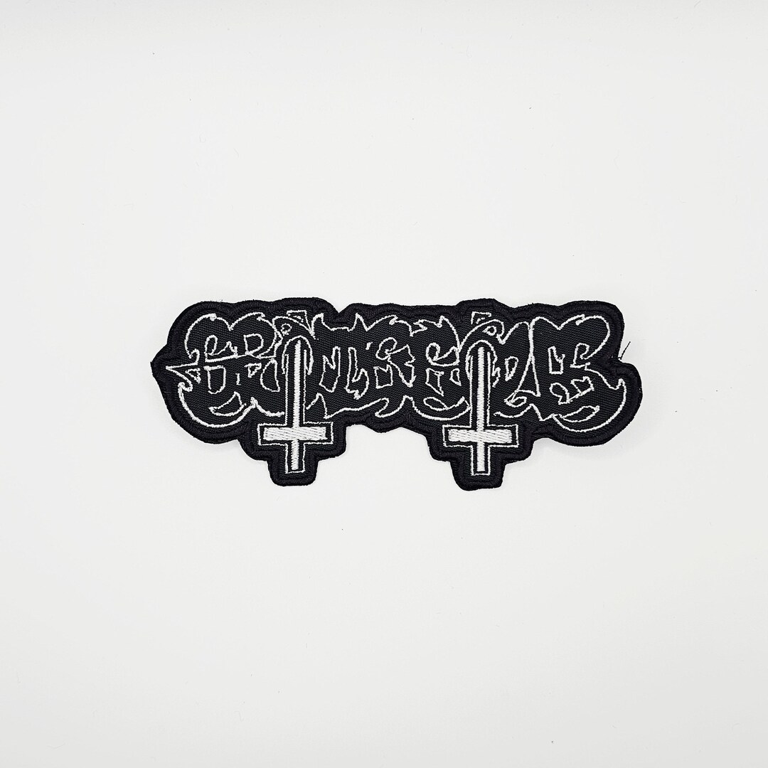 Grotesque White Logo Shaped Border Embroidered Patch - Etsy