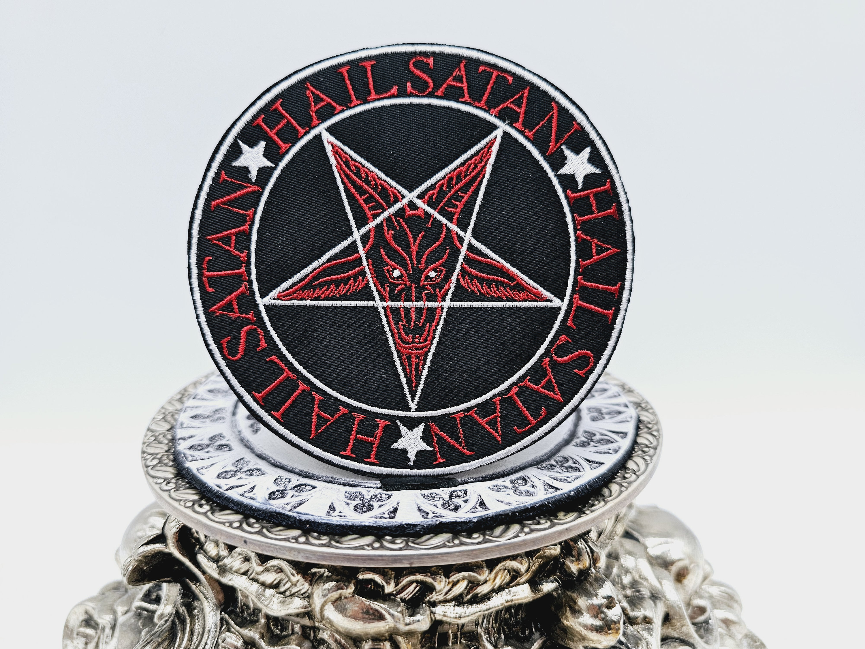 Baphomet Sigil Hail Satan Dual Color Embroidered Patch - Etsy