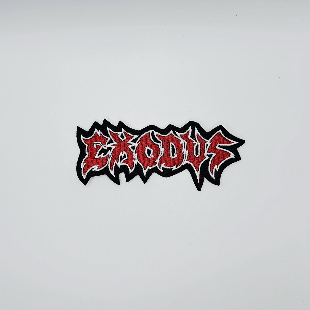 Exodus White and Red Logo Shaped Border Embroidered Patch - Etsy