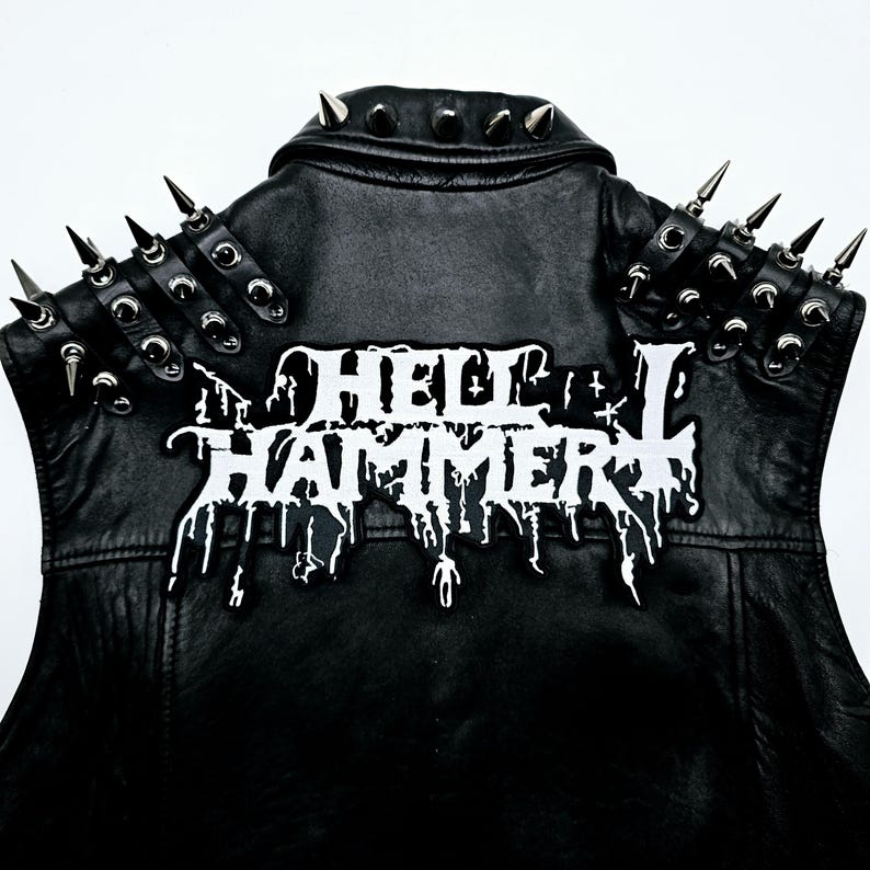 Hell Hammer White Logo Shaped Border | Embroidered Back Patch - Etsy