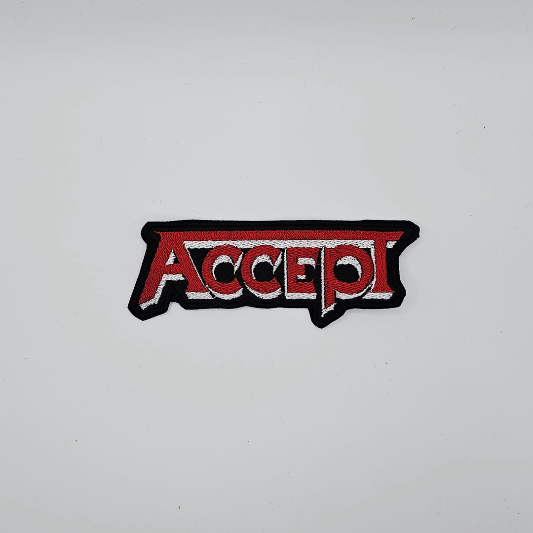 Accept Red and White Logo Shaped Border Embroidered Patch - Etsy