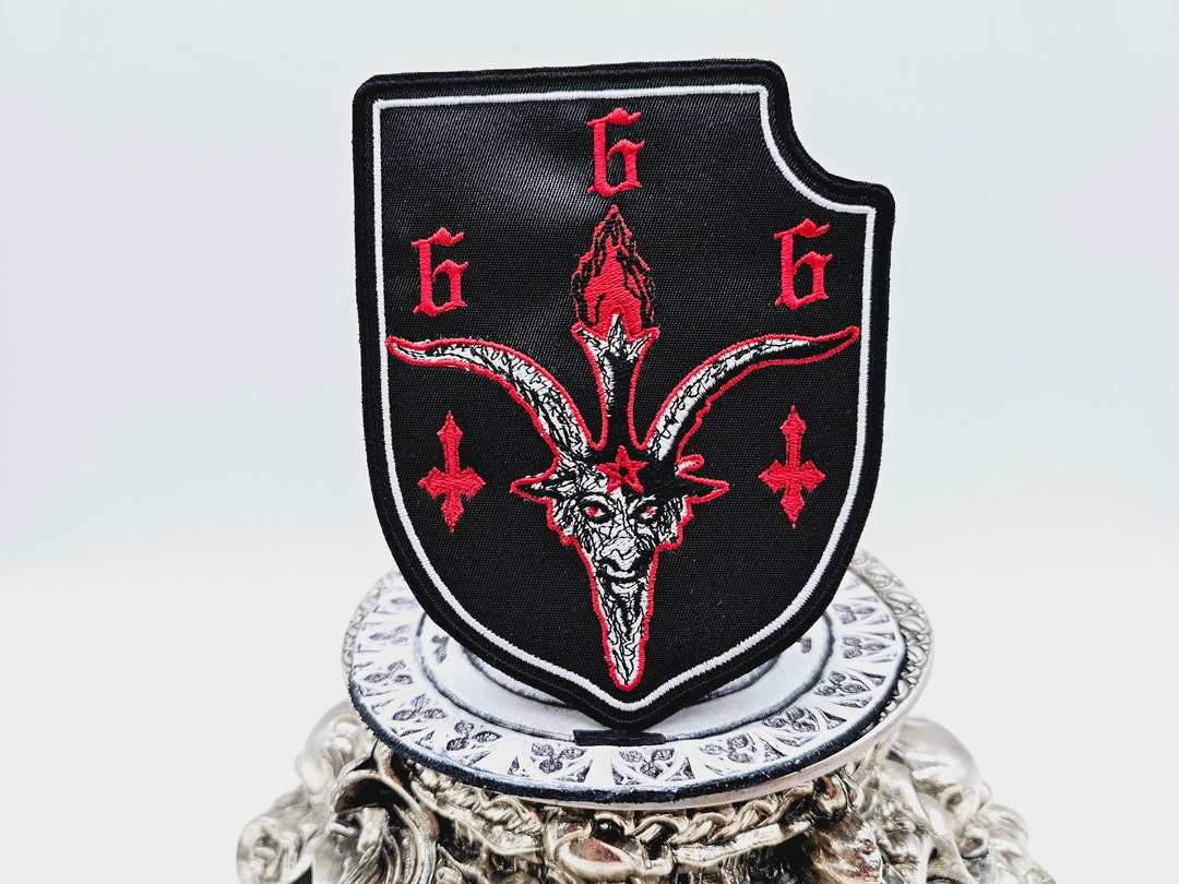 Baphomet Goat Head Inverted Cross | Shield Embroidered Patch - Etsy
