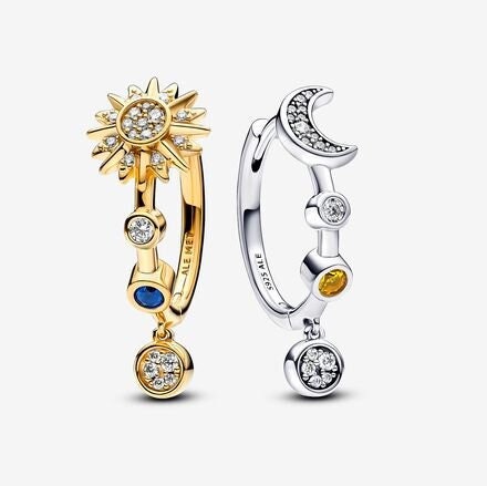 New Pandora Two tone Sparkling Solar System Hoop Earrings S925 ALE Etsy