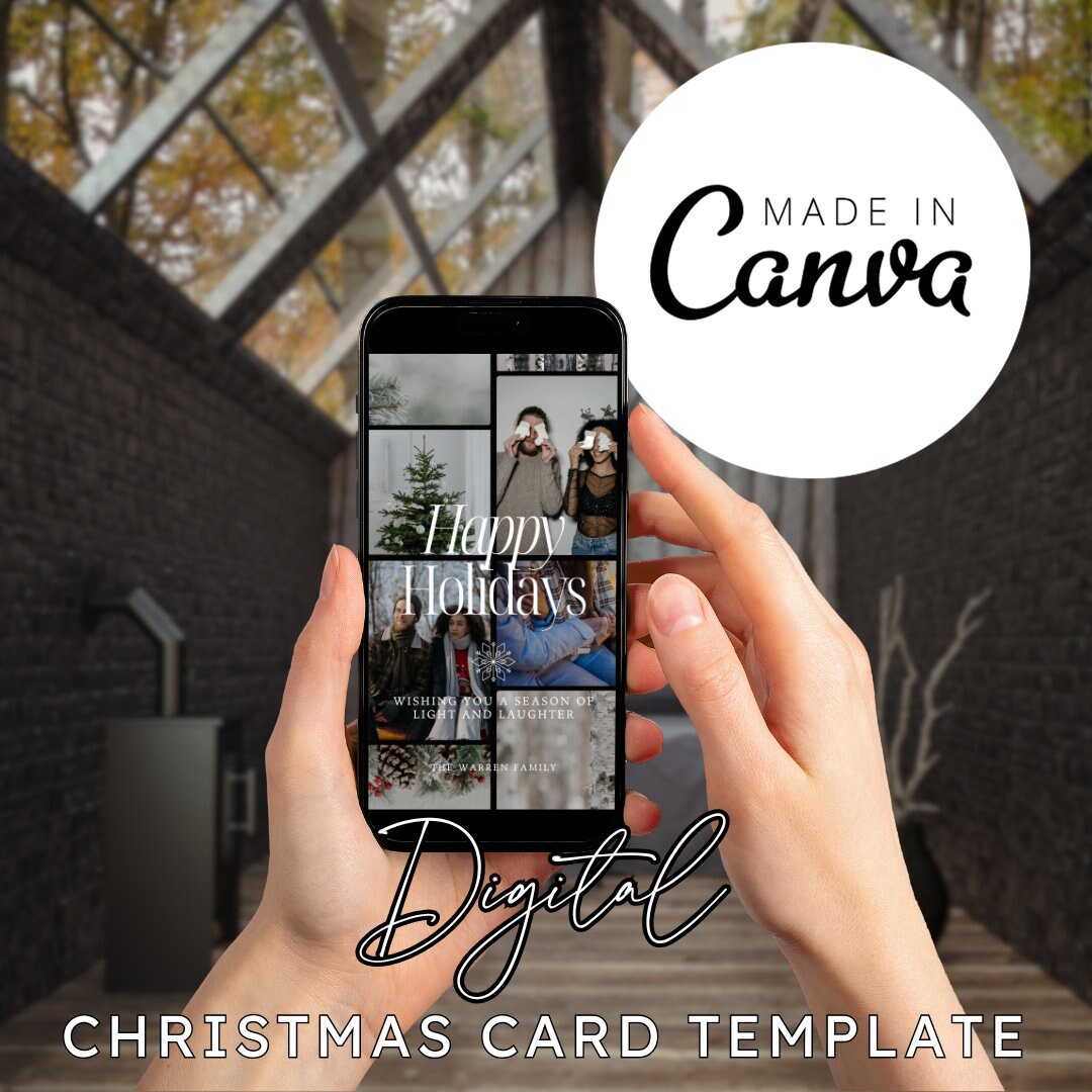 Editable Christmas Card Template Digital Holiday Greeting - Etsy