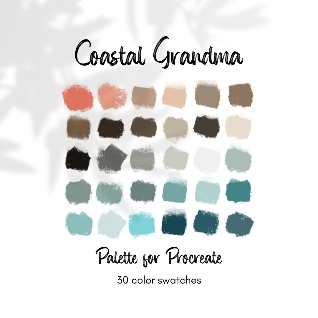 Coastal Grandma Color Palette, Color Palette for Procreate, Digital Art ...