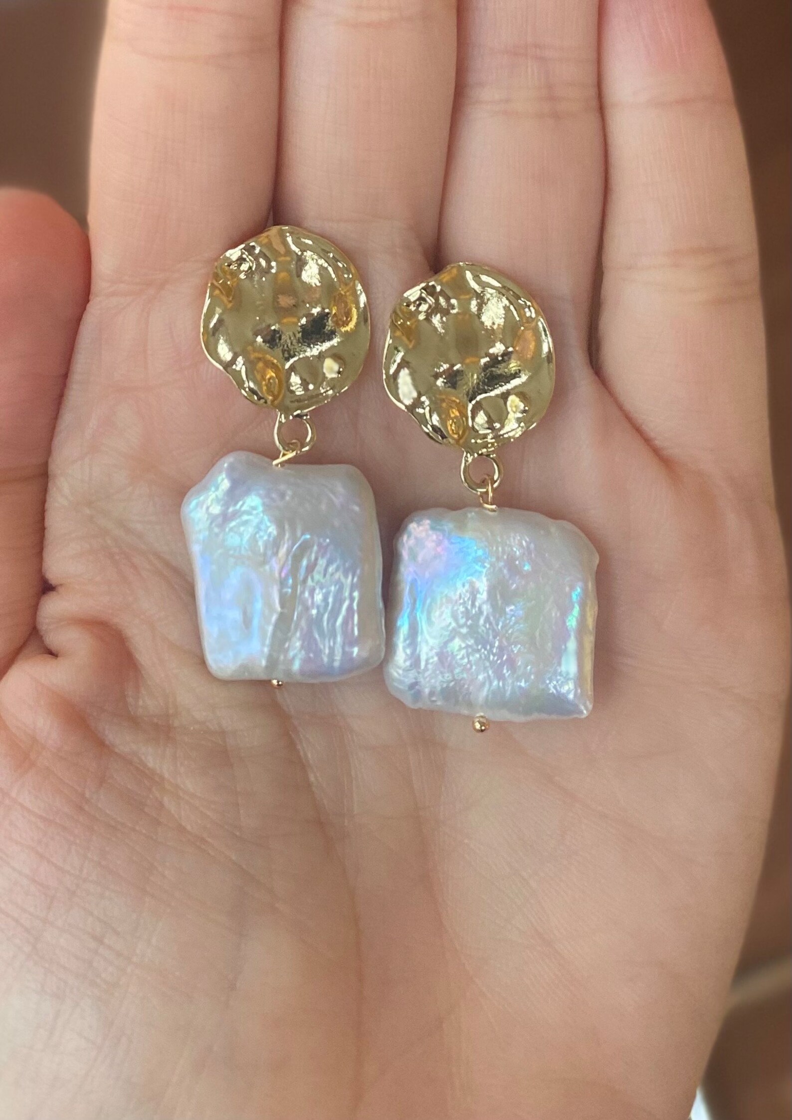 Large Square Baroque Pearl, Large Semi Round Freshwater Ivory White ...