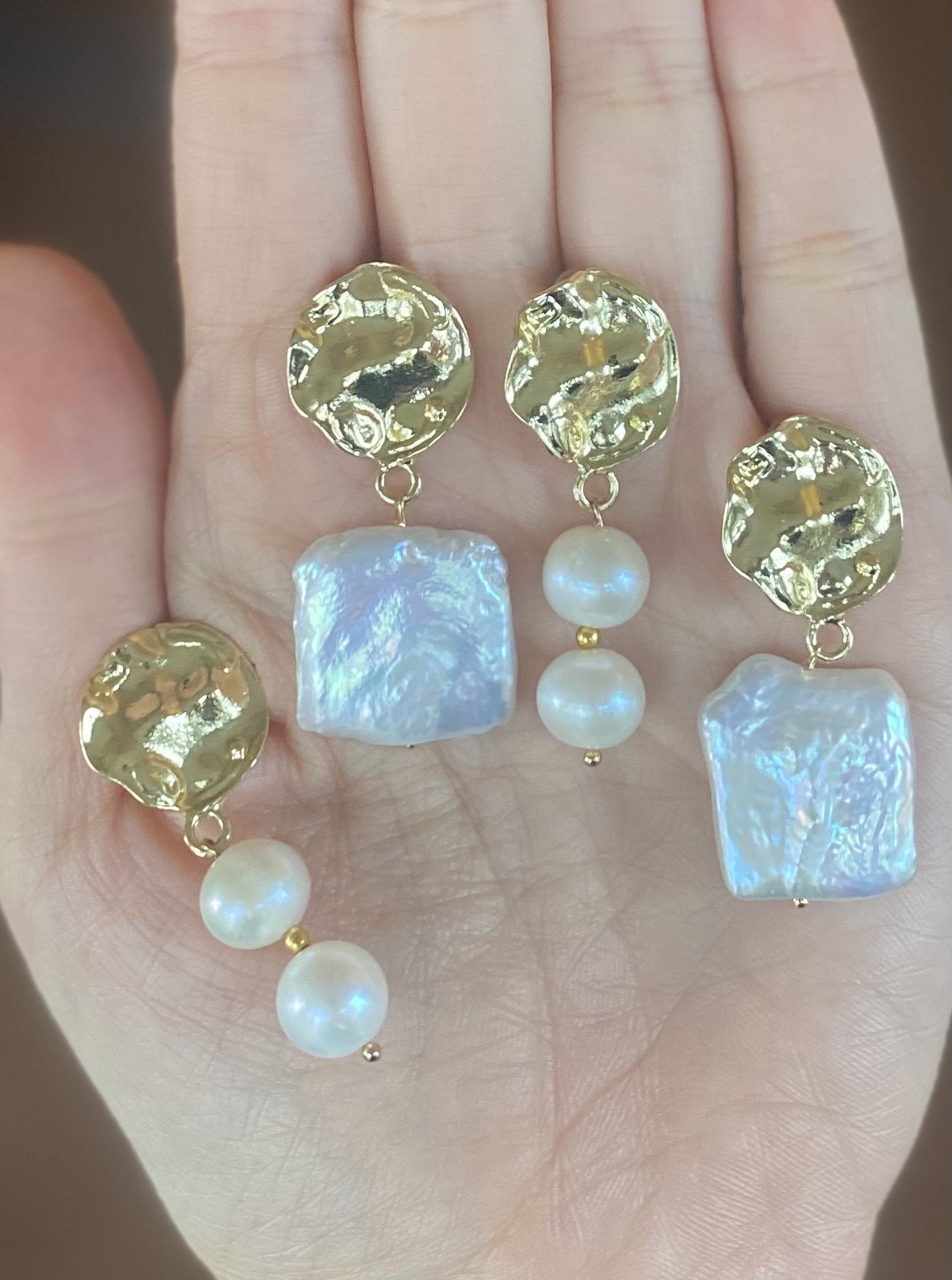 Large Square Baroque Pearl, Large Semi Round Freshwater Ivory White ...