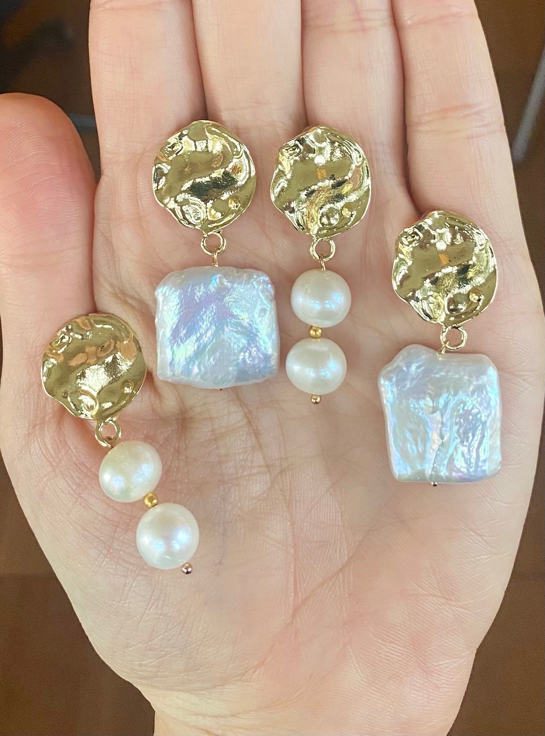 Large Square Baroque Pearl, Large Semi Round Freshwater Ivory White ...