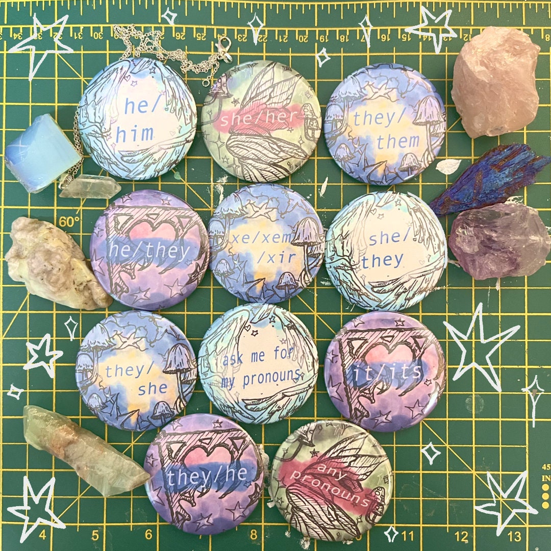 Pronoun Pins - Etsy
