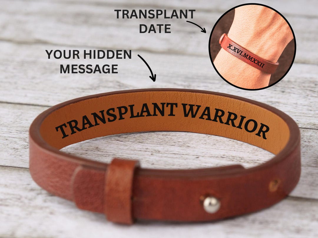 Transplant Anniversary Engraved Leather Bracelet Any Year Liver ...