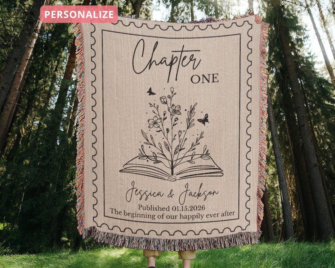 Personalized Throw Bookish Couples Blanket With Names Wedding Present ...