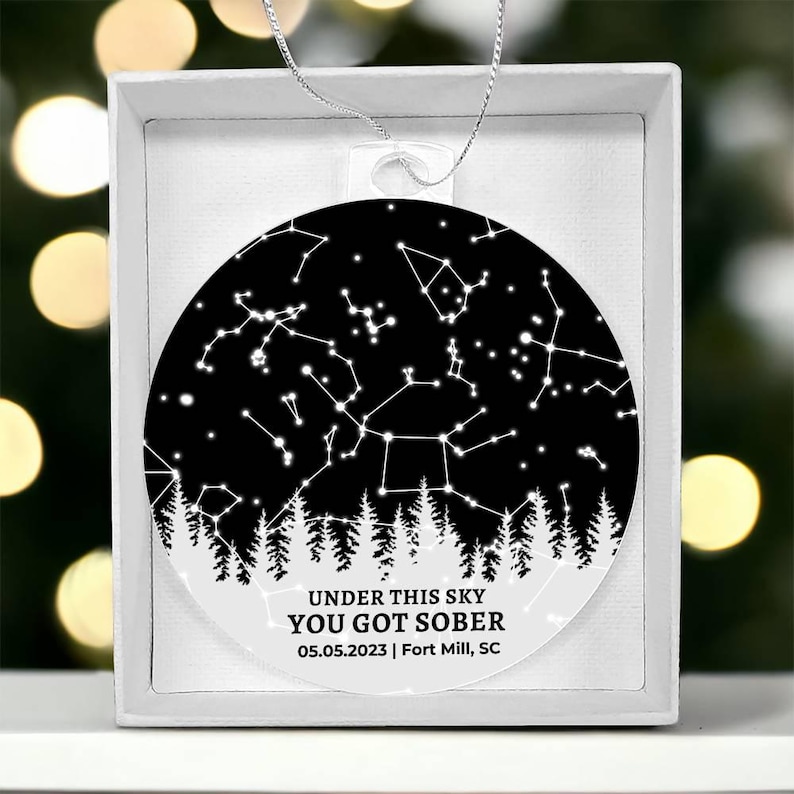 Addiction Recovery Star Map Ornament, Sober Anniversary Christmas Gift ...