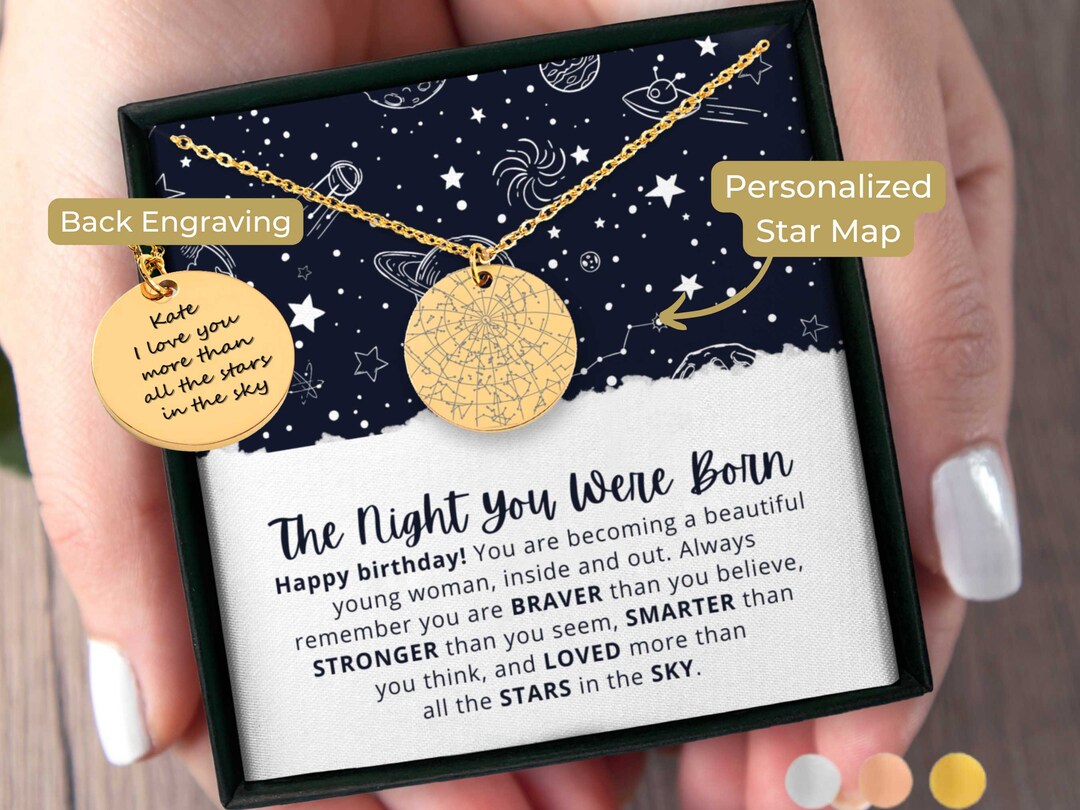 Custom Star Map by Date Necklace for Teenage Girl, Sentimental Gift for ...