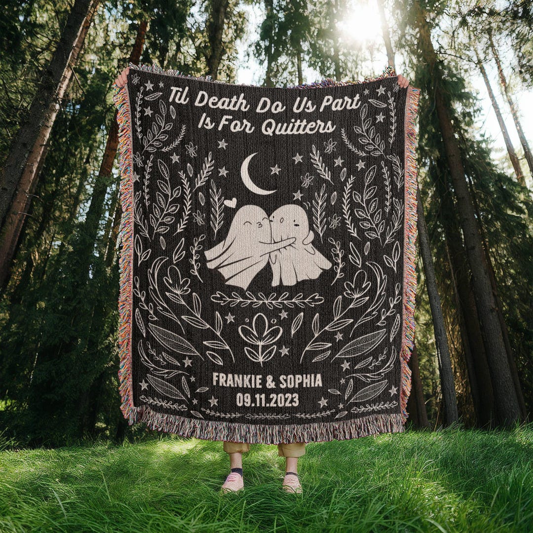 Personalized Til Death Blanket: Ghosts Woven Throw, Unique Spooky ...