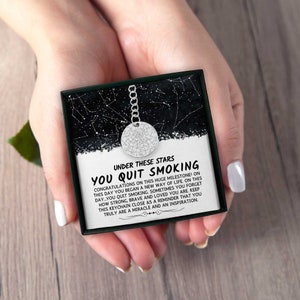 Quit Smoking Gift Ideas Custom Star Map by Date Keychain Motivation ...