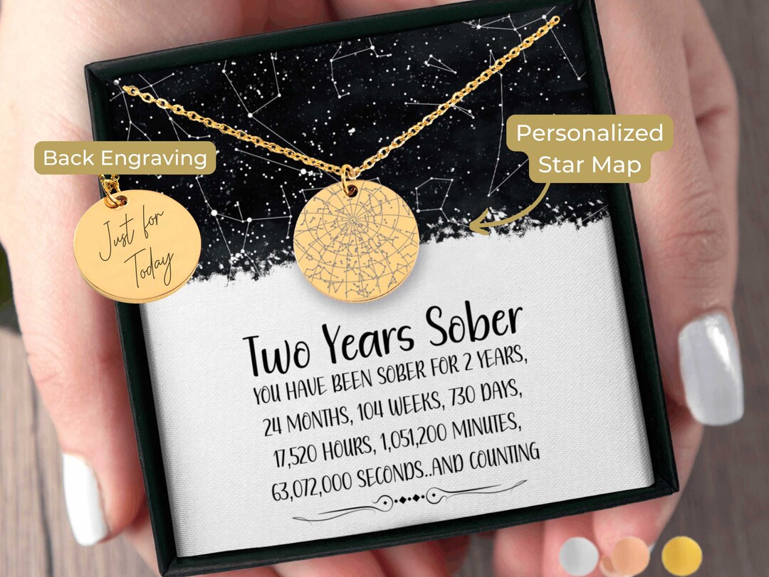 Two Years Sober Custom Star Map by Date Sobriety Anniversary Gift Sober ...