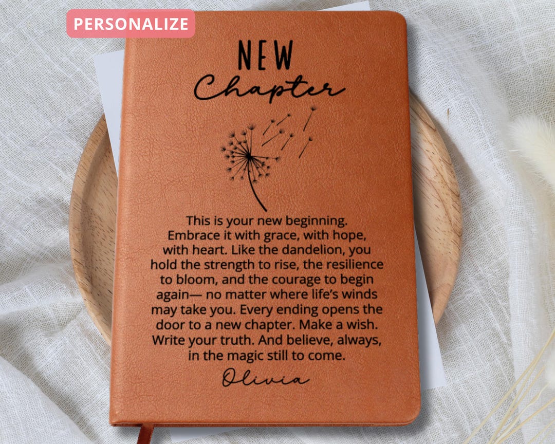 Personalized New Chapter Journal for Her Dandelion Fresh Start Gift ...