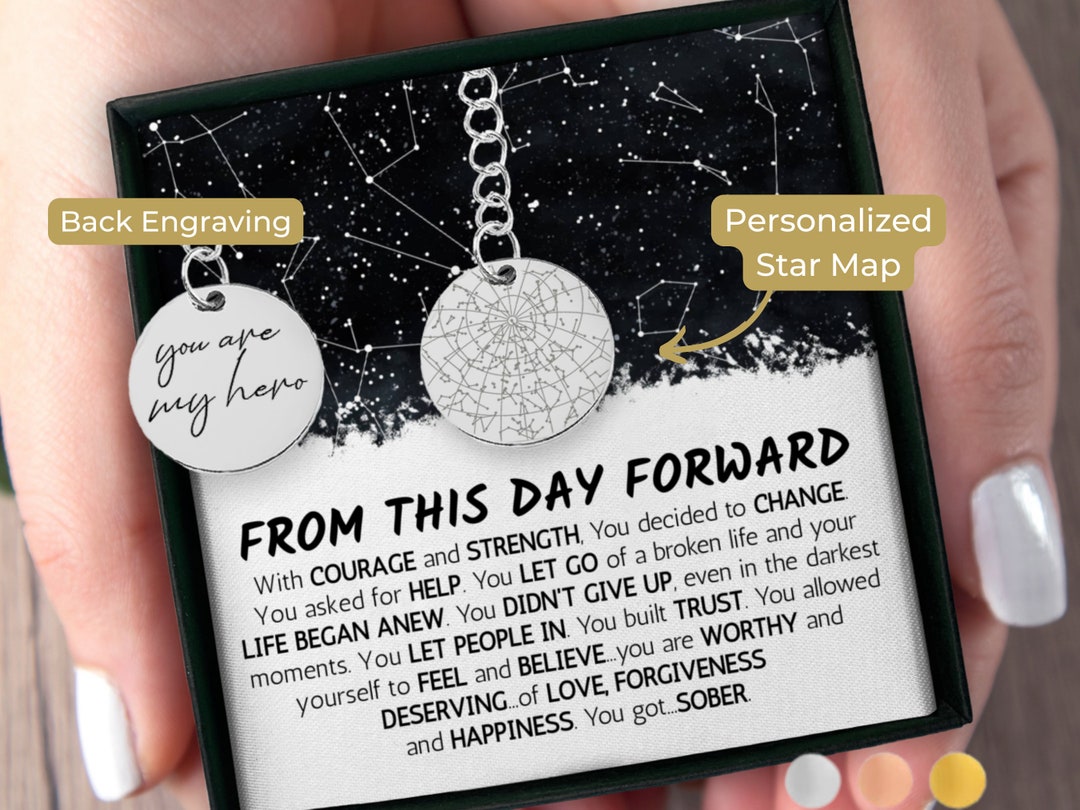 Sobriety Gift Custom Star Map Sobriety Keychain, Soberversary Recovery ...