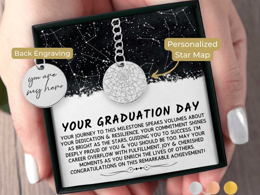 Graduation Present Custom Star Map by Date Keychain Graduation Gifts ...