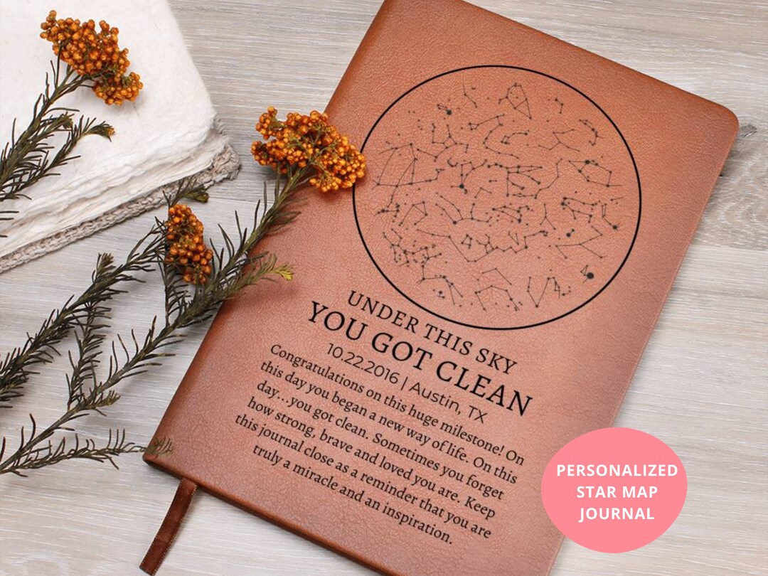 Addiction Recovery Gift Star Map by Date, Recovery Motivation Sobriety ...