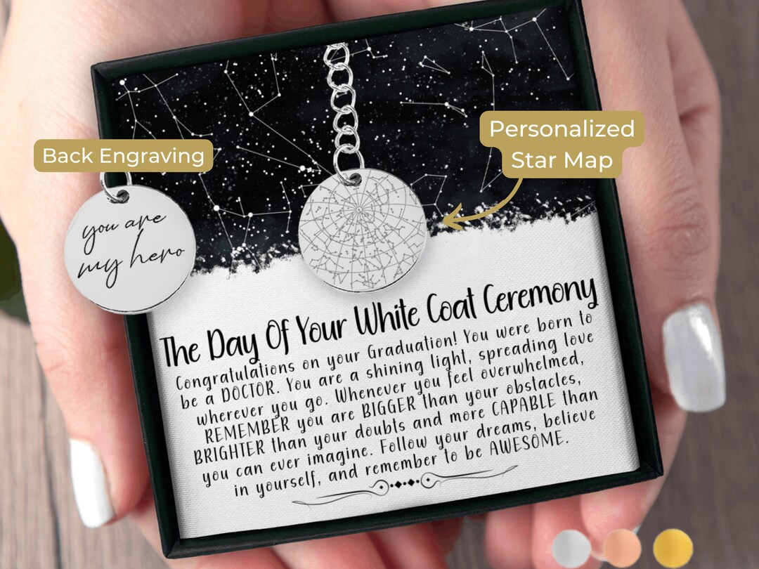 First White Coat Ceremony Gifts Custom Star Map by Date Keychain ...