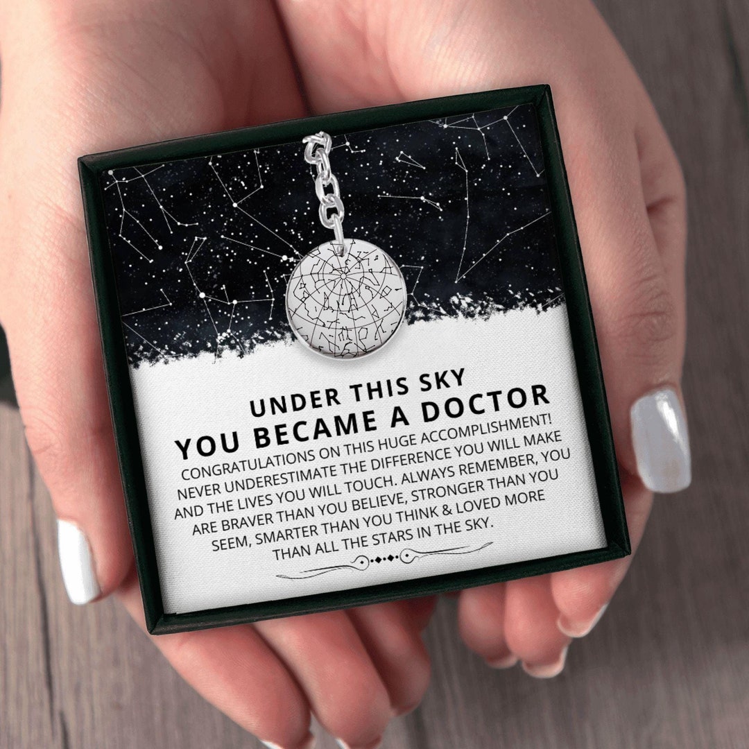 Dr Gift Custom Star Map by Date Keychain Doctoral Degree Phd Graduation ...