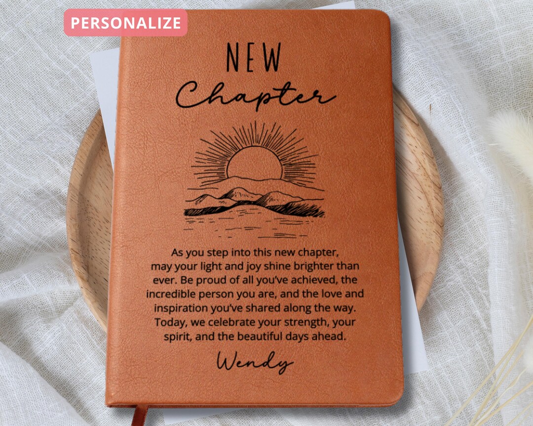 Personalized New Chapter Journal | Custom Name Vegan Leather Notebook ...