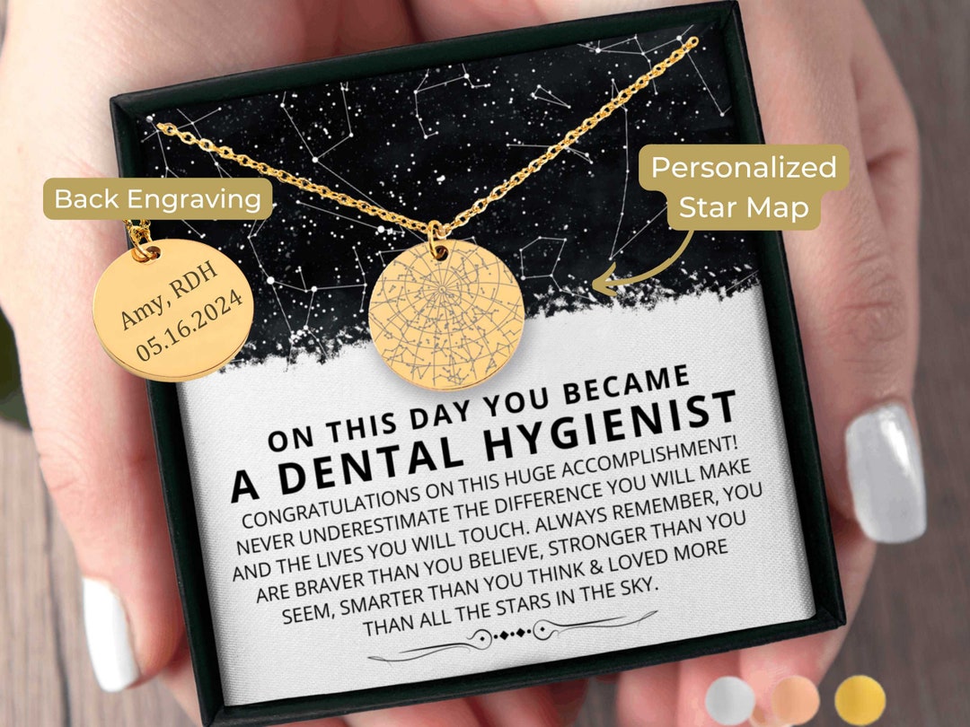 Dental Hygienist Graduation Gift Custom Star Map by Date Necklace ...