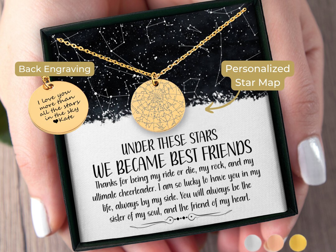 Friendship Gift Custom Star Map by Date Necklace, Best Friend Gift ...