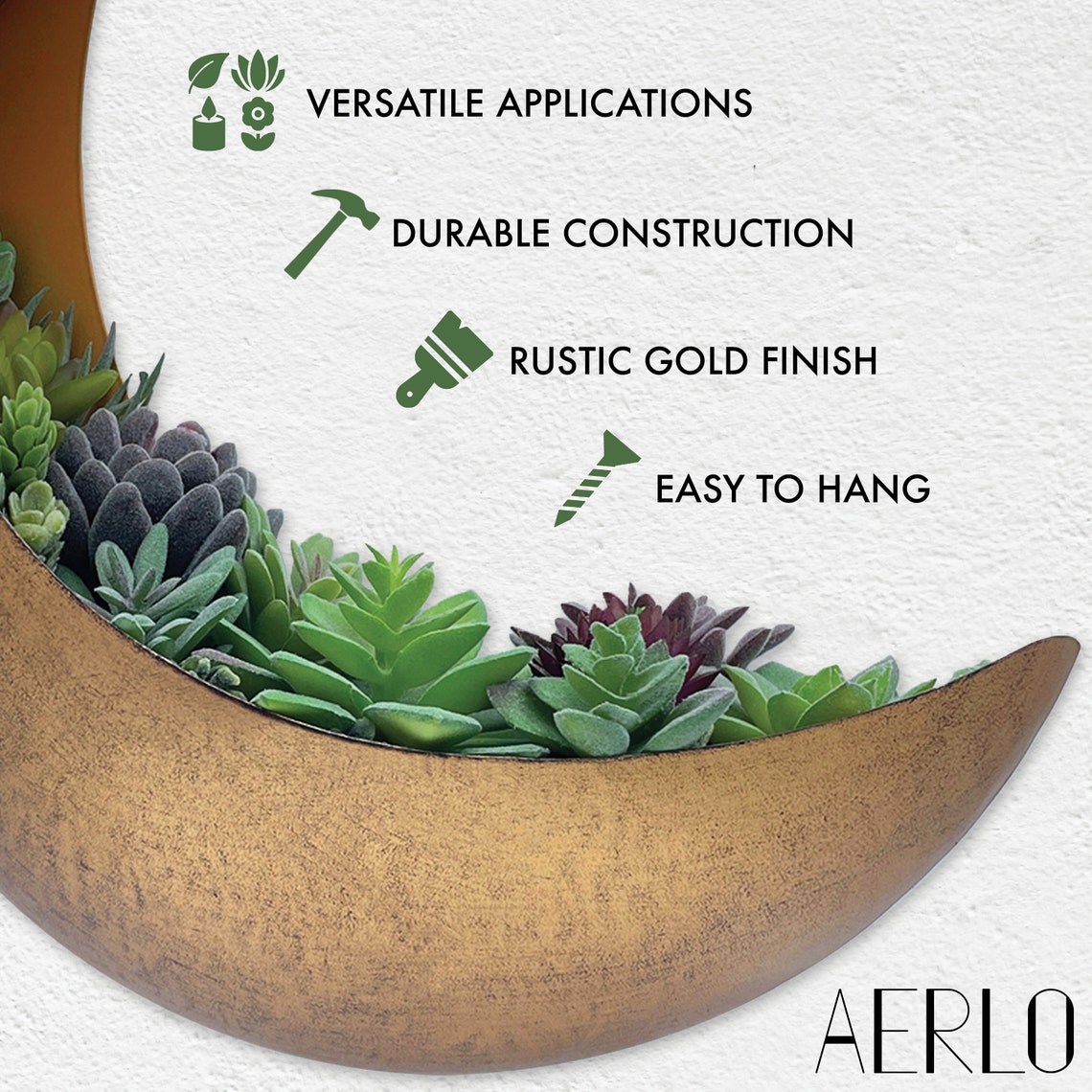 Crescent Moon Wall Planter Indoor Outdoor Metal Moon Planter - Etsy