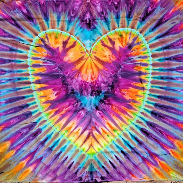 Rainbow Tie Dye Tapestry Heart - Etsy