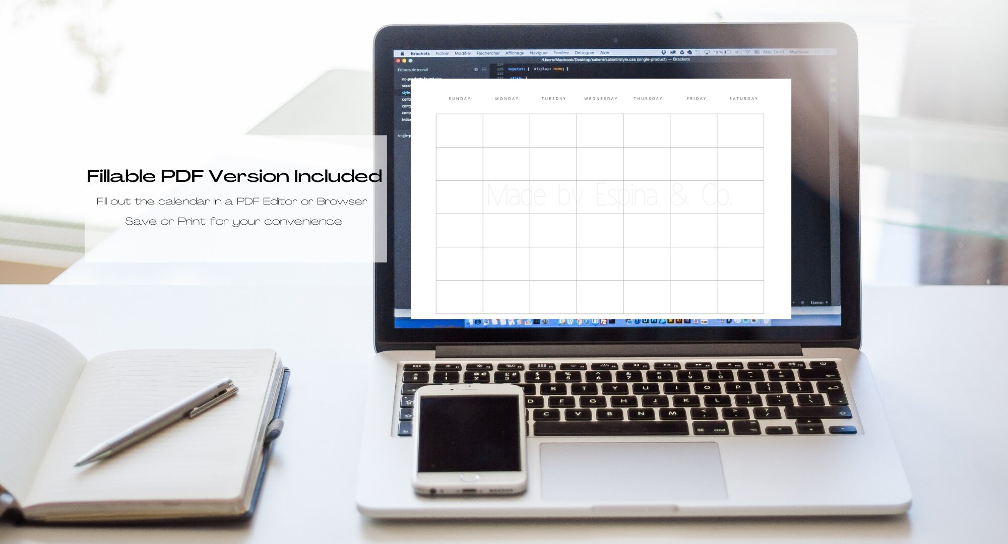 Blank Calendar Template L Minimalist Calendar Template L Digital ...