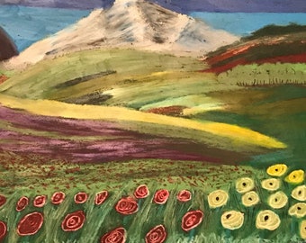 Soft Pastel Art Landscape.flower Field Painting .soft Pastel - Etsy