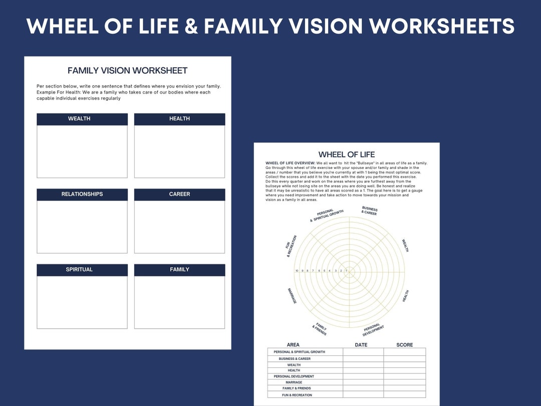 Wheel of Life Worksheet Family Vision Worksheet Family - Etsy