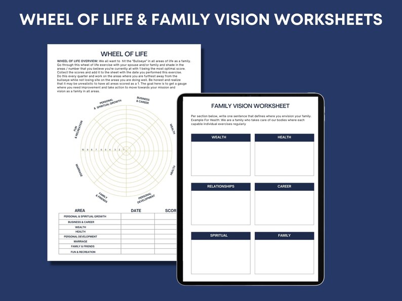 Wheel of Life Worksheet Family Vision Worksheet Family - Etsy