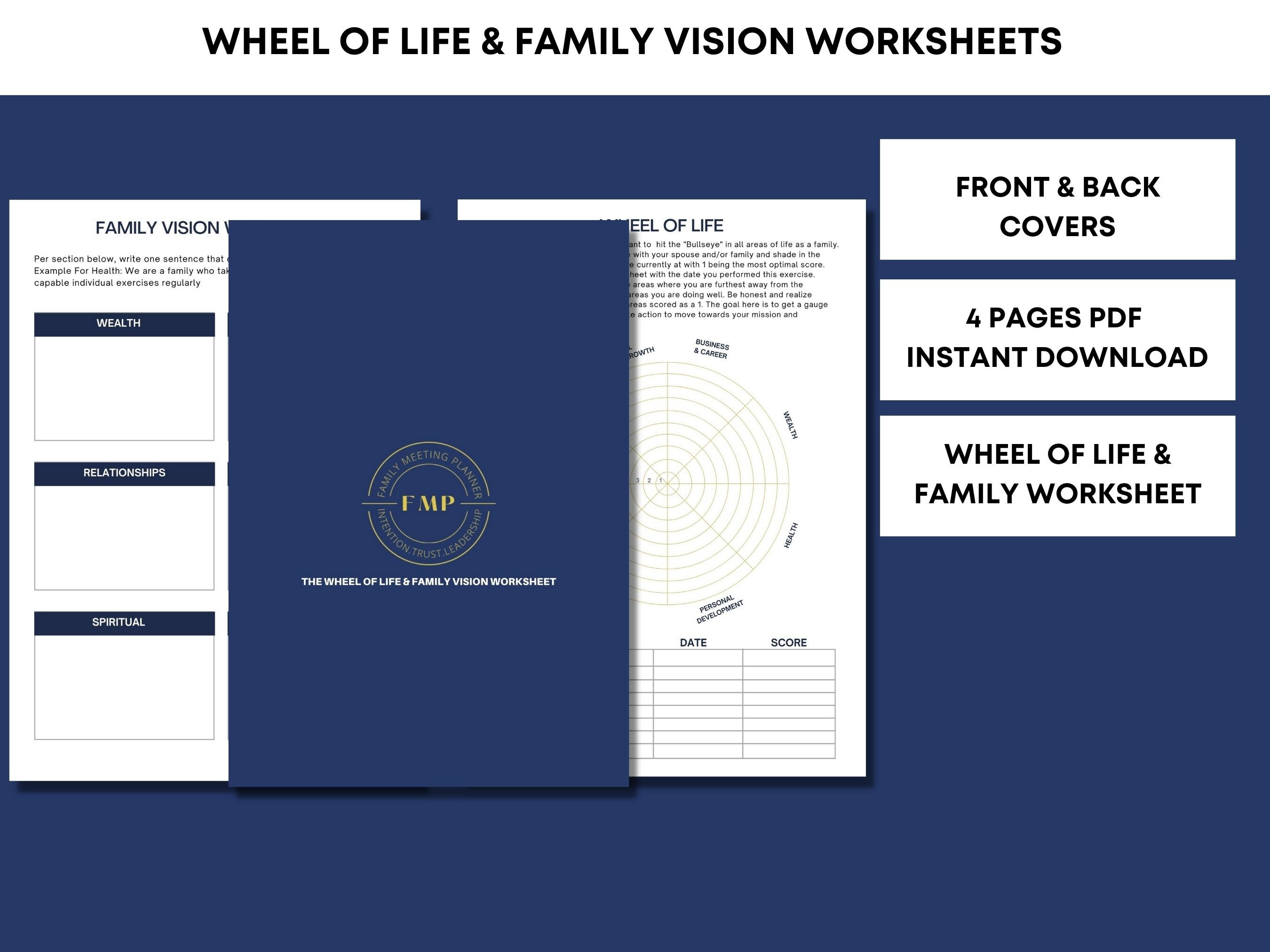 Wheel of Life Worksheet Family Vision Worksheet Family - Etsy