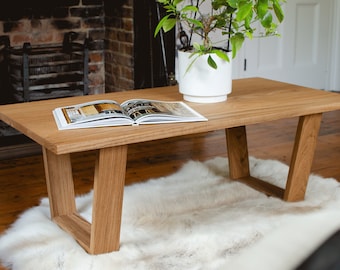 Modern Solid Oak Coffee Table - Etsy